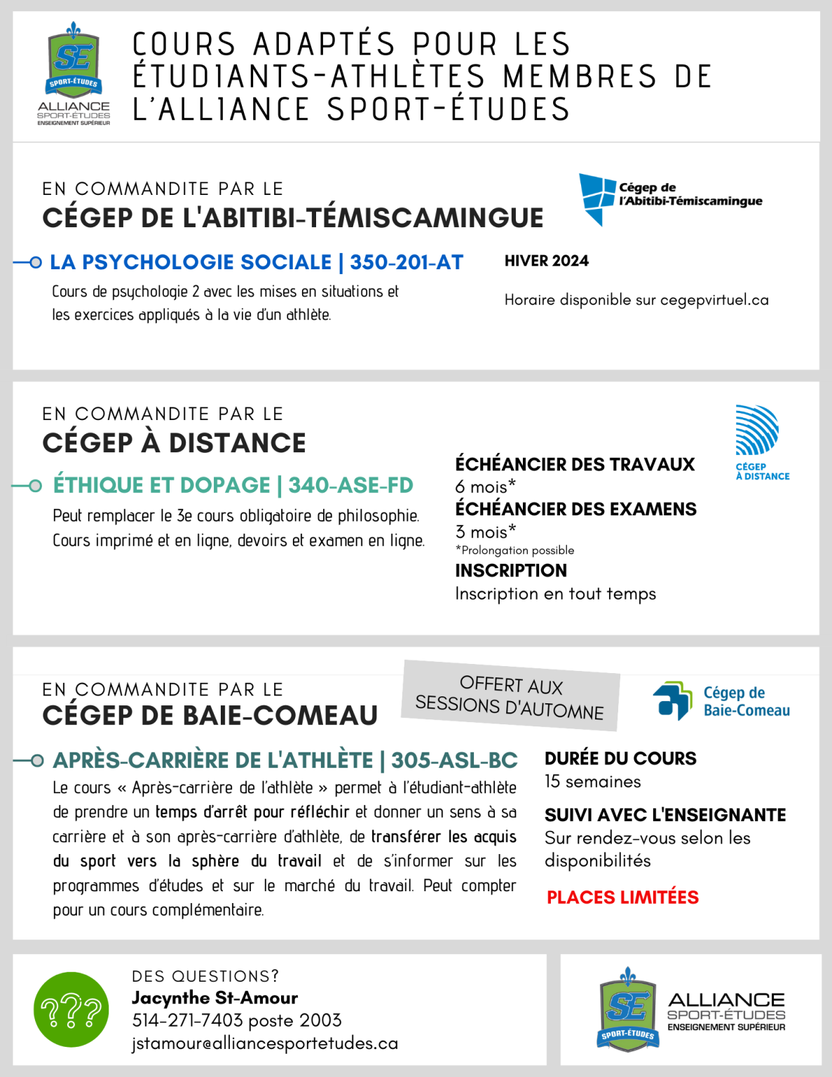 Cours adaptés | Alliance Sport-Études